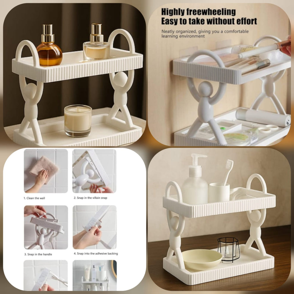 2 Layers Self-adhesive Wall-Mounted Character Shelf – Jhaarupocha